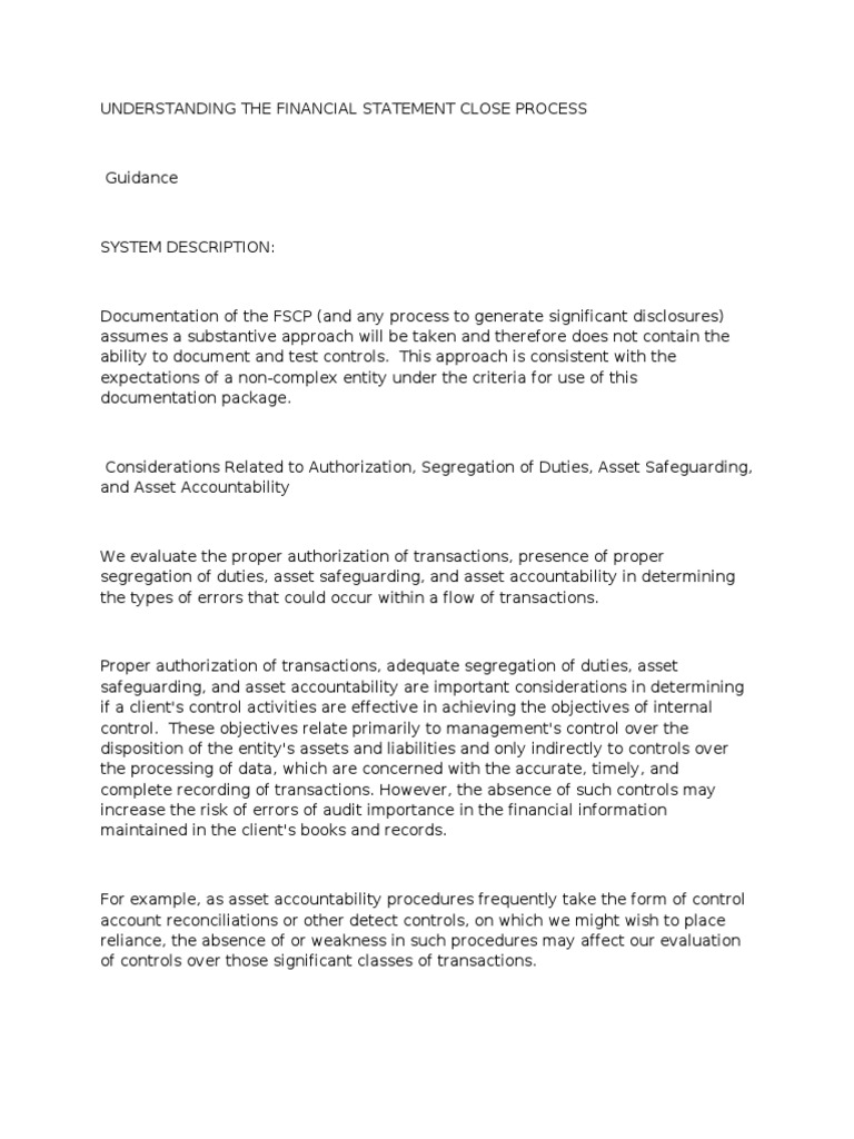 Understanding The Financial Statement Close Process | PDF | Risk ...