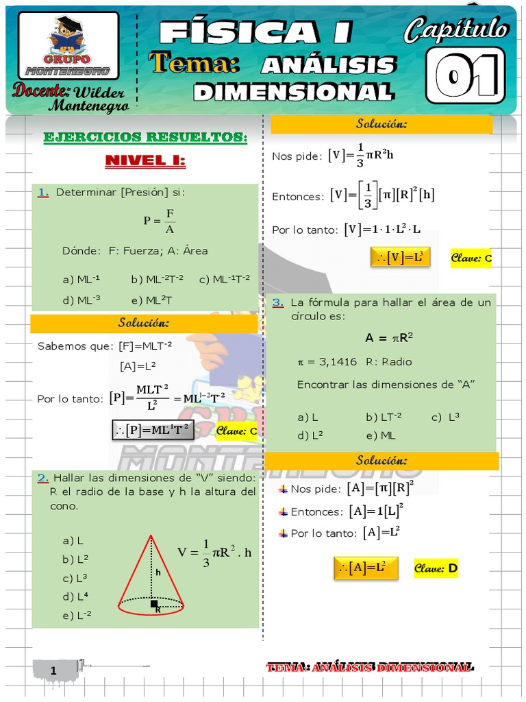 Analisis Dimensional - Ejercicios Resueltos PDF | PDF | Masa | Cantidad