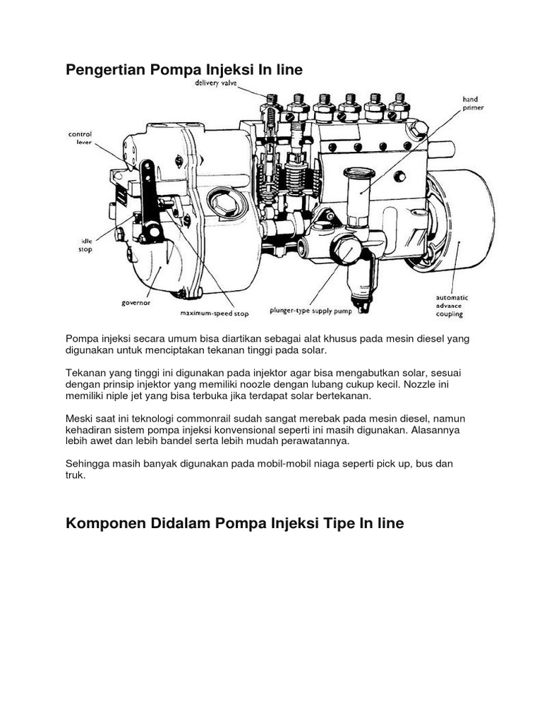 Komponen dan Cara Kerja Pompa Injeksi Inline | PDF