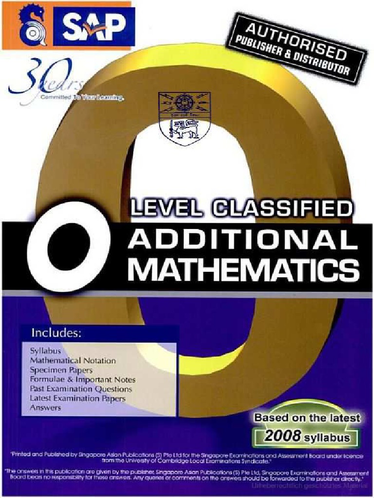 O-Level Classified Additional Mathematics With Model Answers PDF | PDF