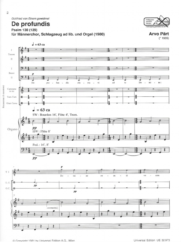 De Profundis - Arvo Part PDF | PDF