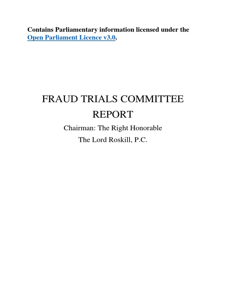 Recommendations for Reforming Fraud Trials: The Report of the Fraud ...