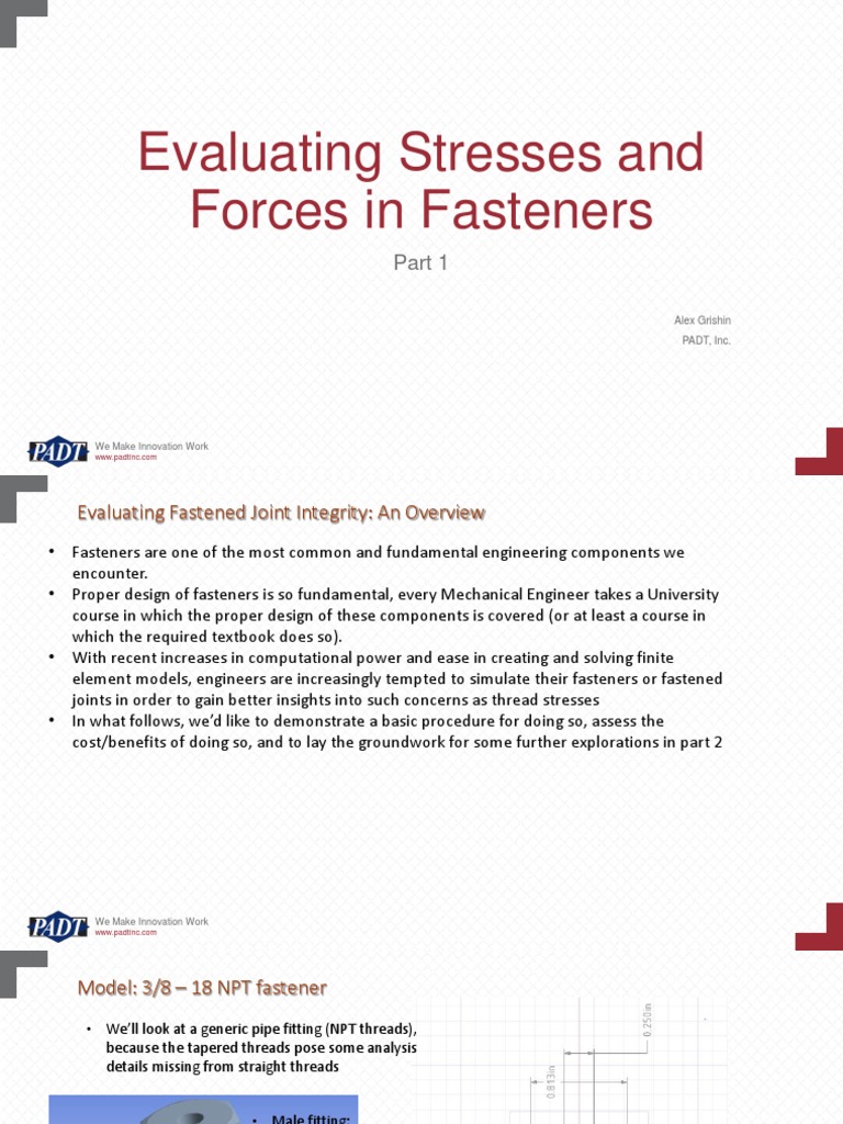 Fastener Stress Analysis Using ANSYS | PDF | Stress (Mechanics ...