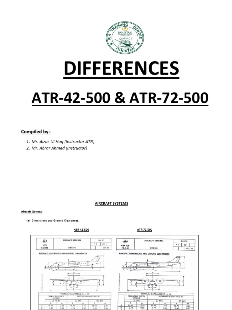 Differences Atr 42 500 & Atr 72 500 | PDF | Aircraft | Transport