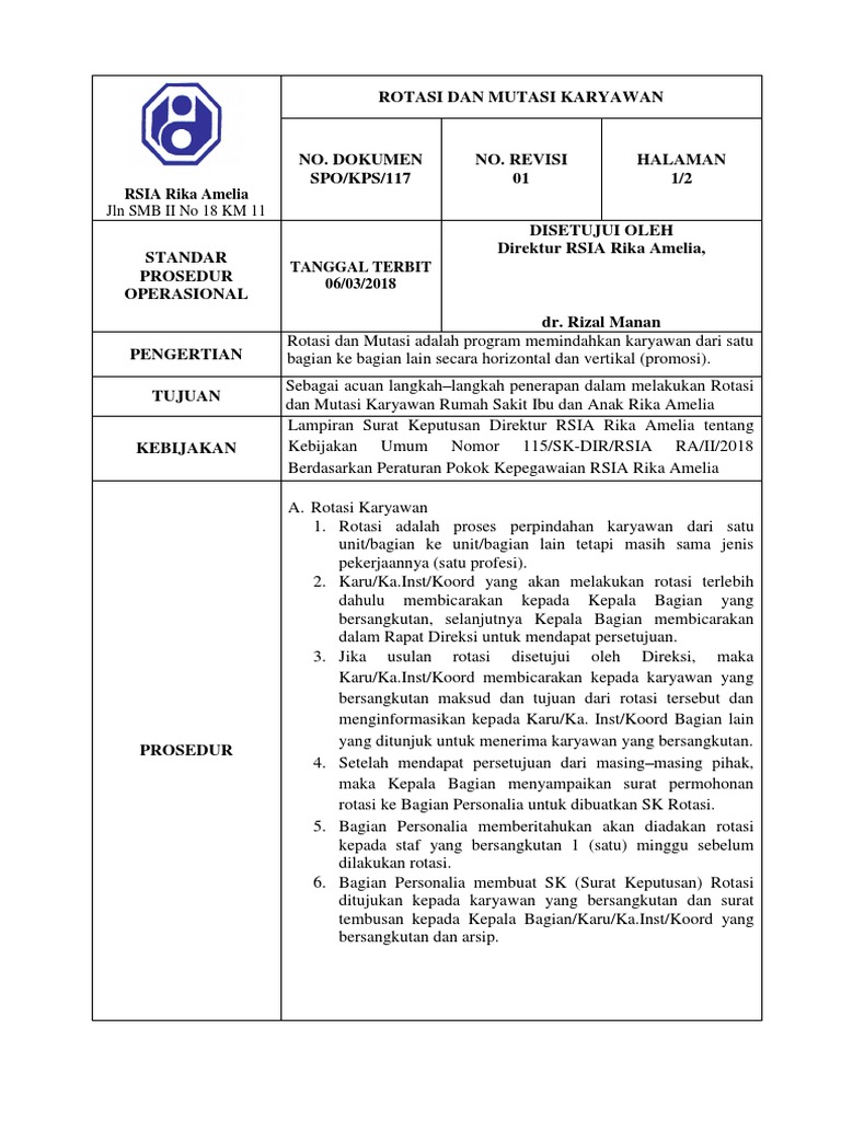 Prosedur Rotasi dan Mutasi Karyawan | PDF