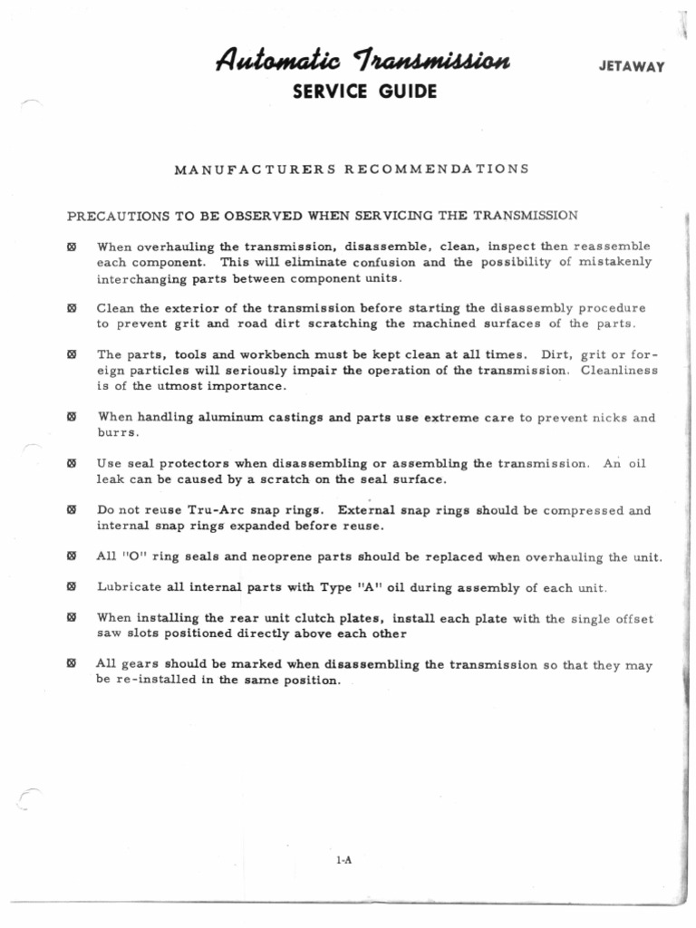 Jetaway Service Guide | PDF | Transmission (Mechanics) | Kinematics
