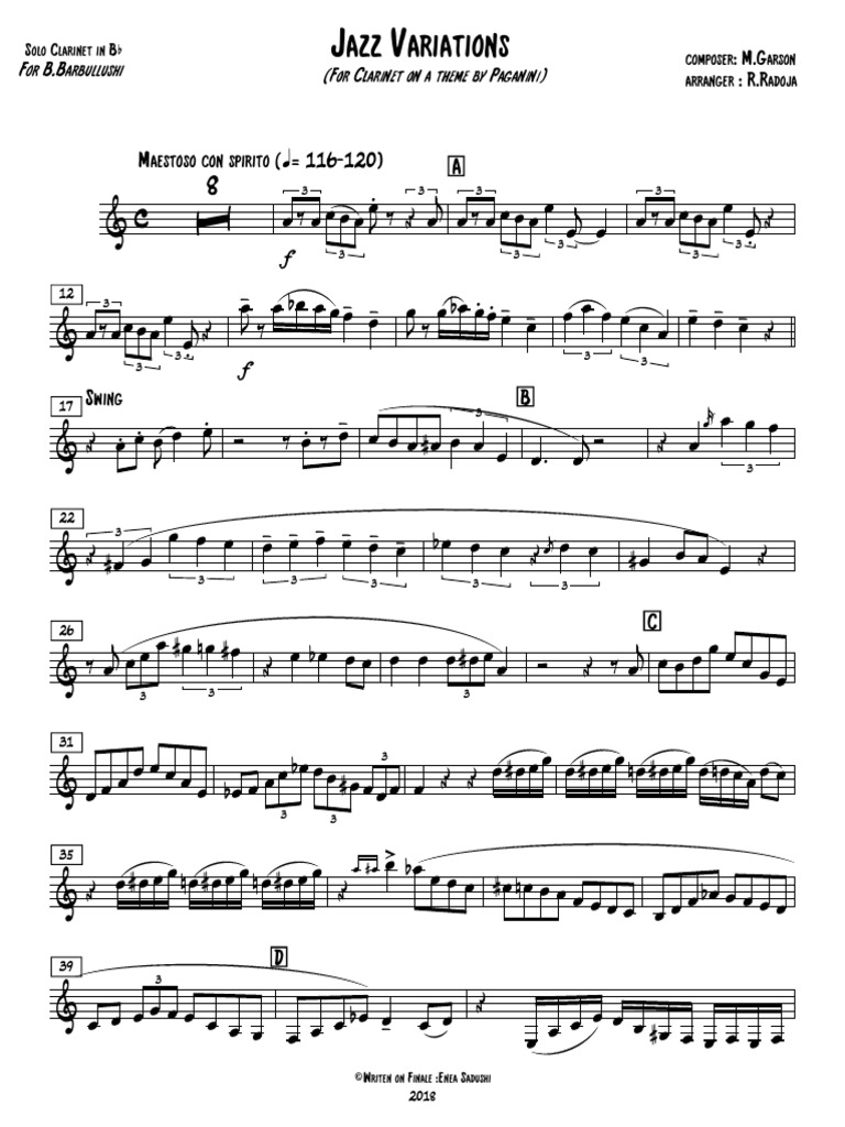 Jazz Clarinet - Solo Clarinet in BB | PDF | Classical Music | Musical ...