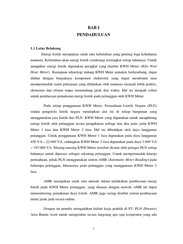 Pengantar Sistem AMR di PT. PLN Area Banda Aceh | PDF