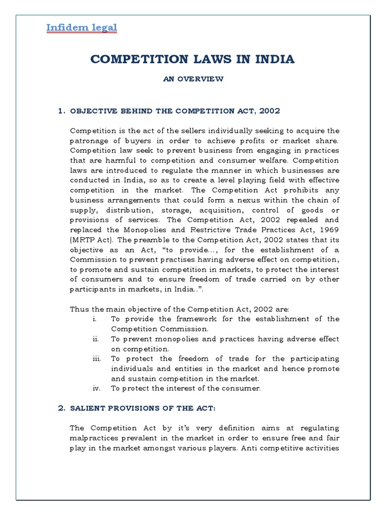Competition Laws in India PDF | PDF | Mergers And Acquisitions ...