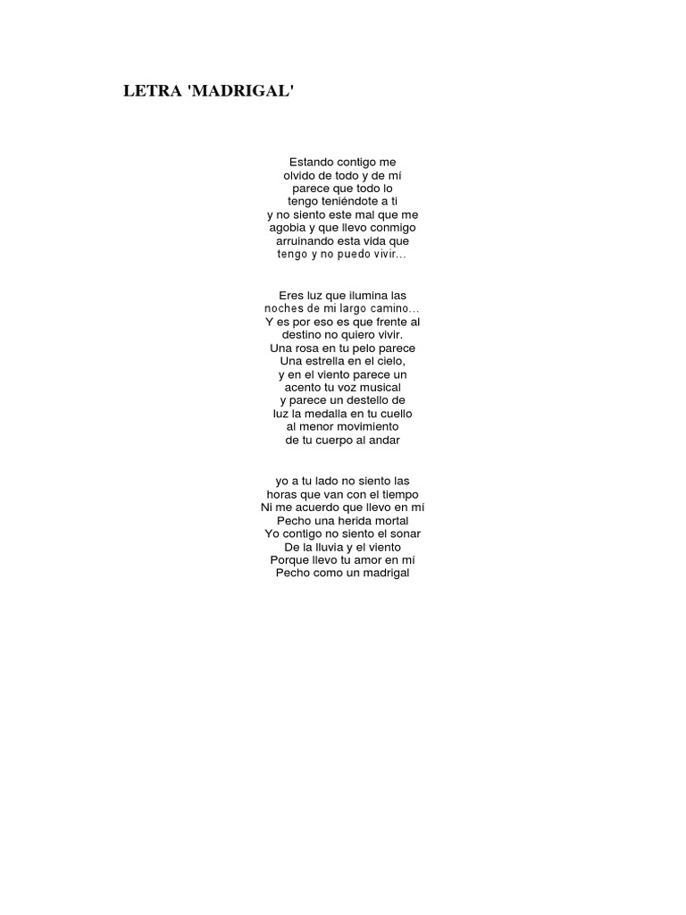 Letra de la canción "Madrigal" | PDF