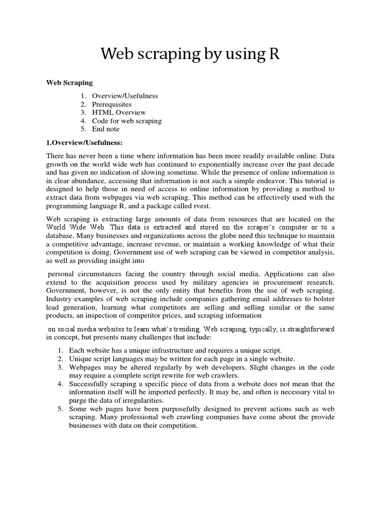 Web Scraping by Using R | PDF | Html Element | Web Page