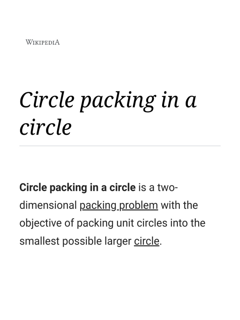 Circle Packing in A Circle - Wikipedia | PDF | Space | Geometry