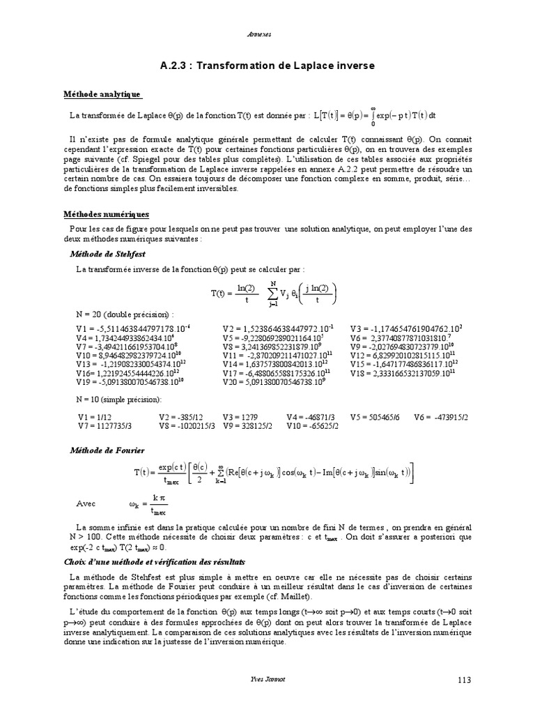Transformation de Laplace inverse | PDF | Relations mathématiques ...