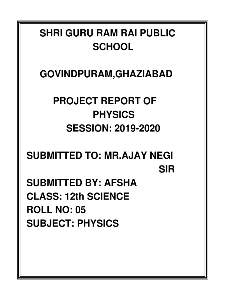 Shri Guru Ram Rai Public School | PDF | Voltage | Force