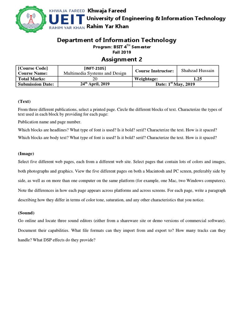 Multimedia Systems and Design Assignment 2 2019 | PDF