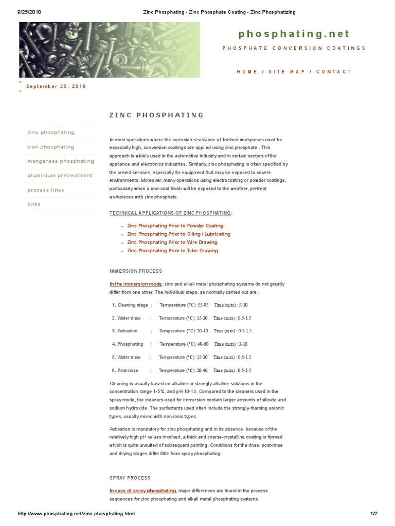 Zinc Phosphating - Zinc Phosphate Coating - Zinc Phosphatizing | PDF ...