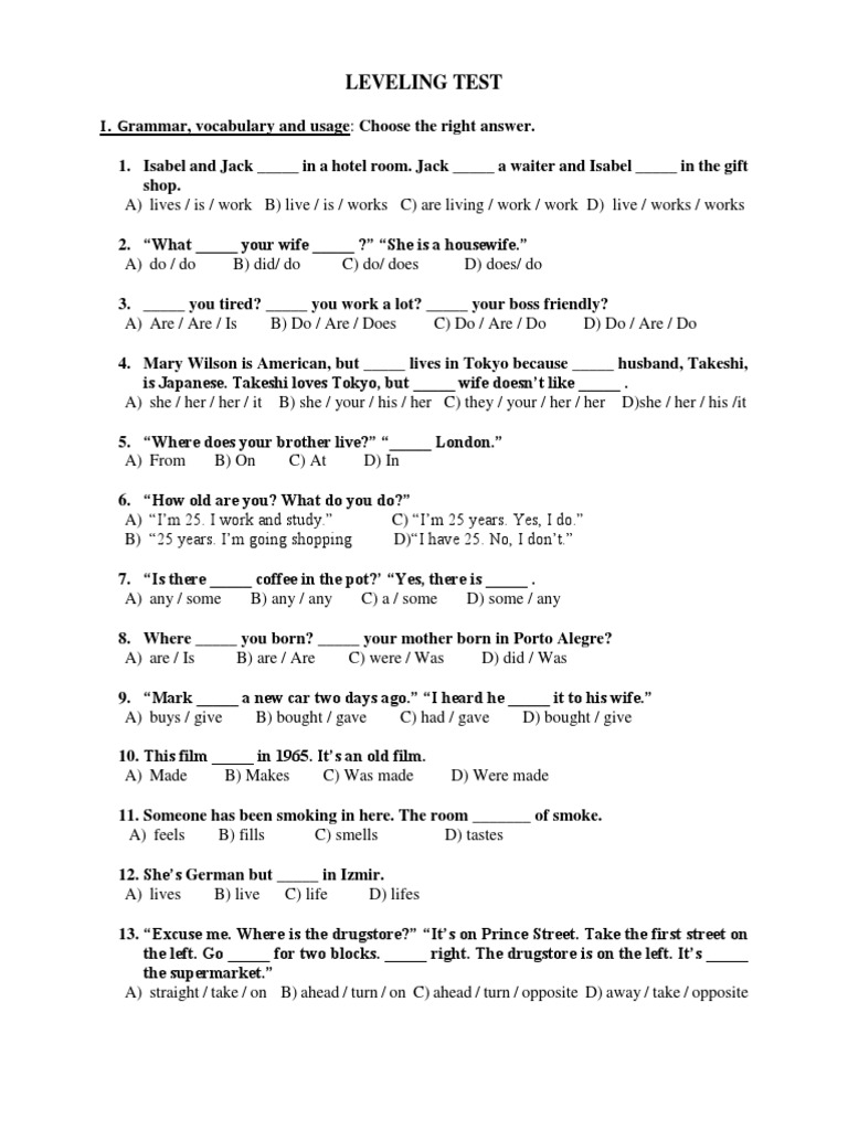 Leveling Test | PDF
