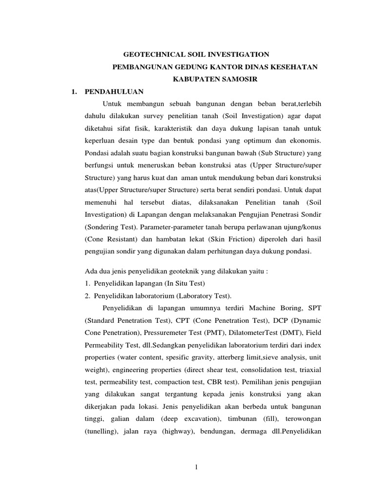 Laporan Soil Investigation | PDF