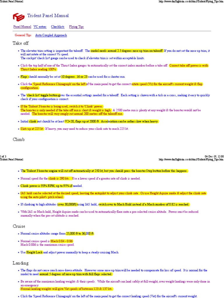 Trident Manual | PDF | Takeoff | Aircraft