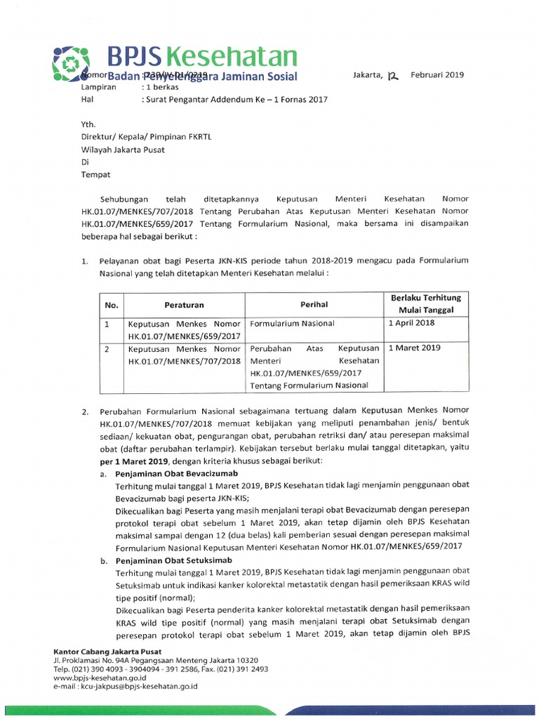 Surat Pengantar Addendum Ke-1 Fornas 2017 (Kop) | PDF