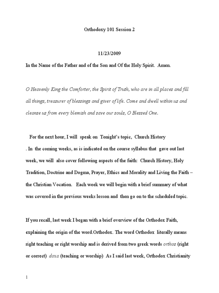 Orthodoxy 101 Session 2 - Church History | PDF | Eastern Orthodox ...
