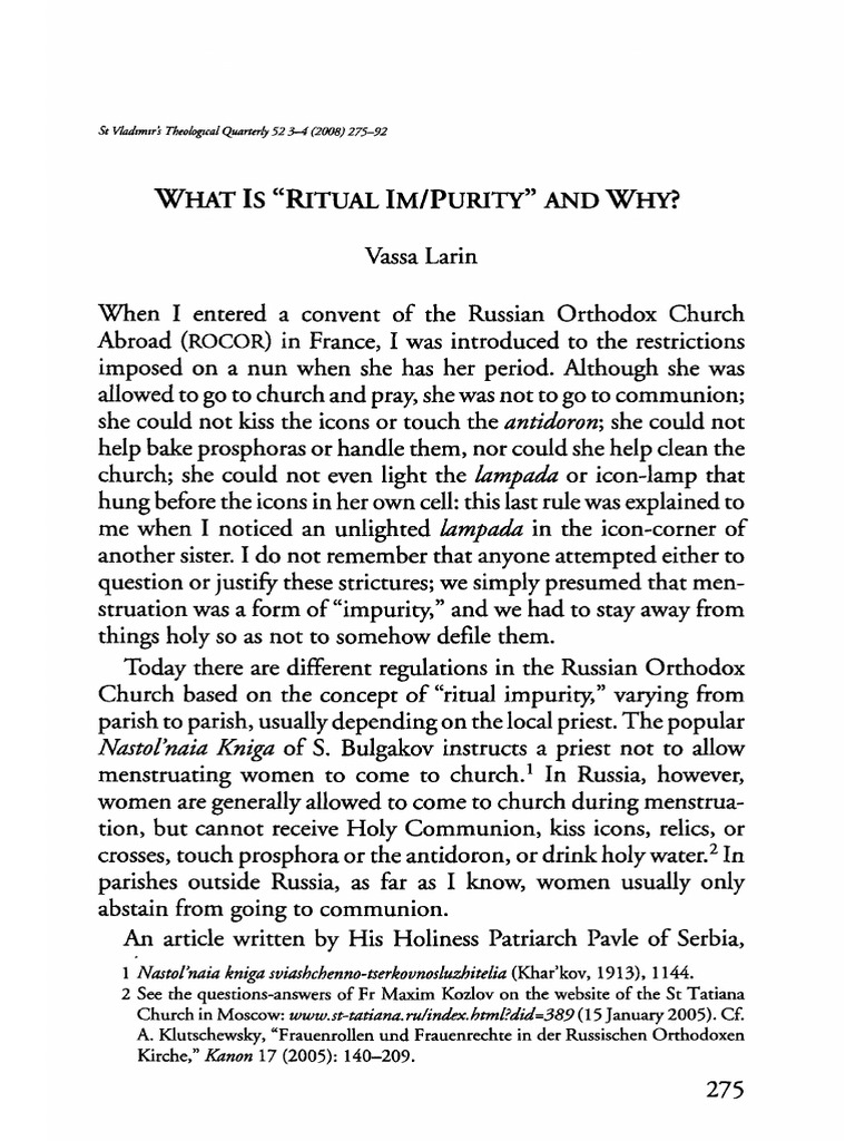 Ritual Impurity | Download Free PDF | Eastern Orthodox Church | Eucharist