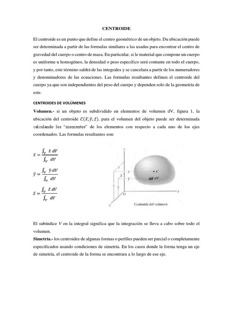 Centroides de Volúmenes | PDF | Centro de masa | Integral
