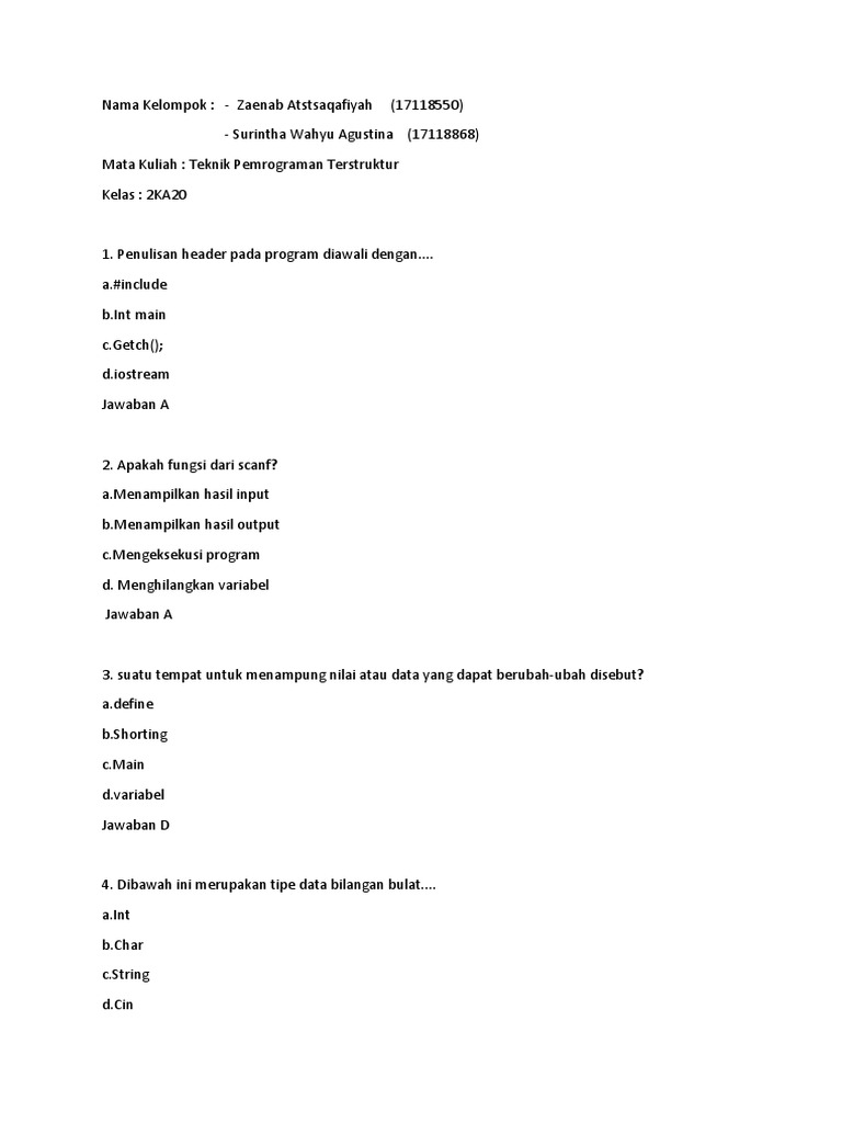 Soal Pemrograman Dasar C dan C++ | PDF | Komputer