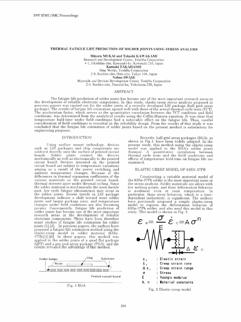 Thermal Fatigue Analysis of Solder Joints | PDF | Creep (Deformation ...
