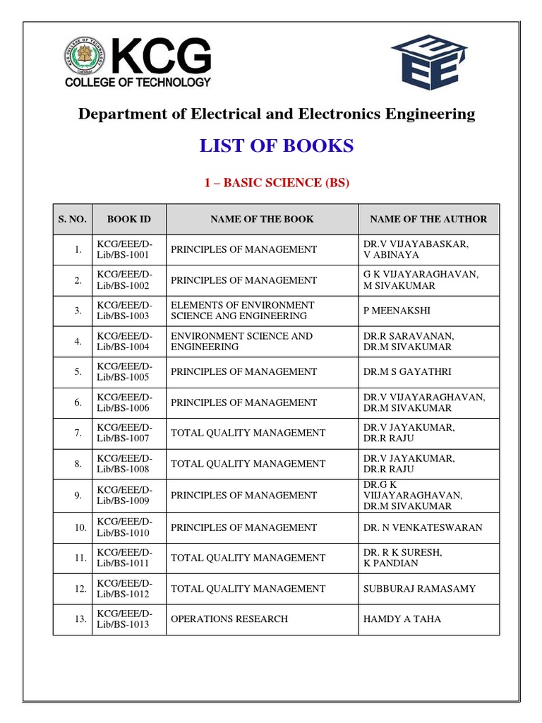 List of Books - EEE Department Library | PDF | Electronic Circuits ...
