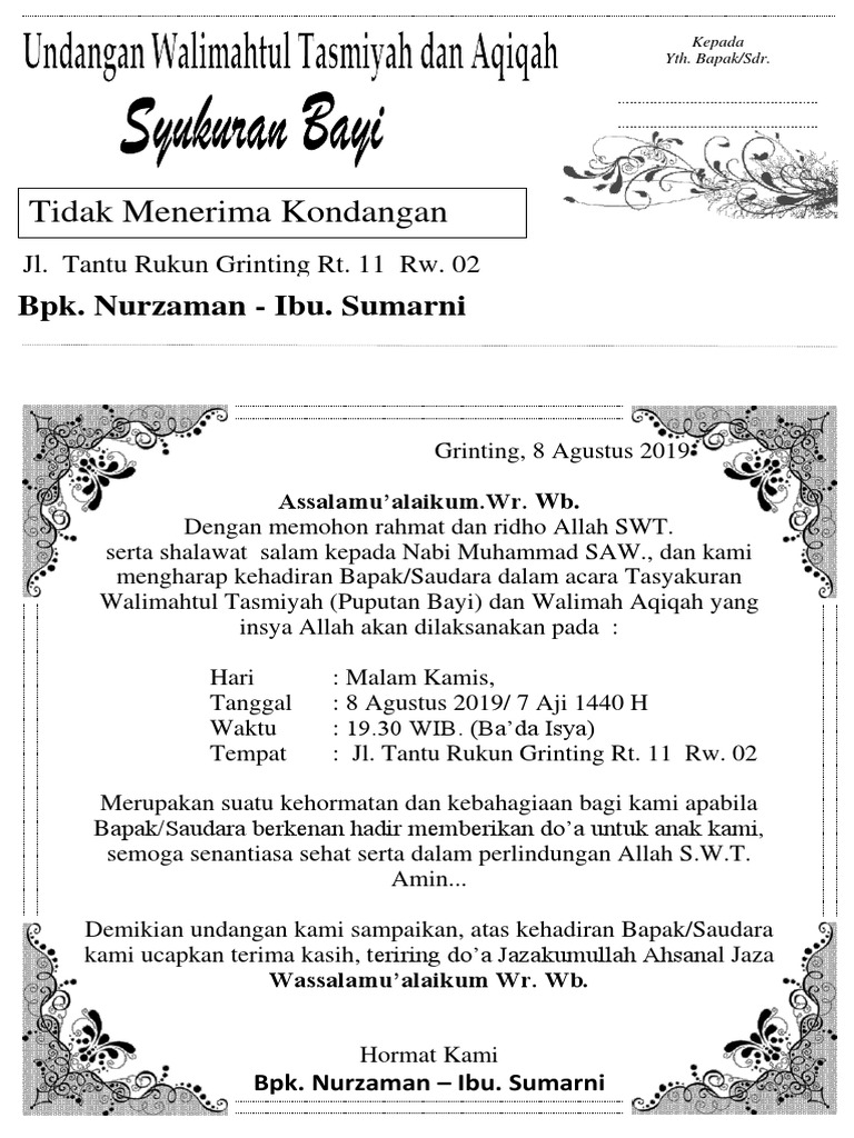 Undangan Puputan | PDF