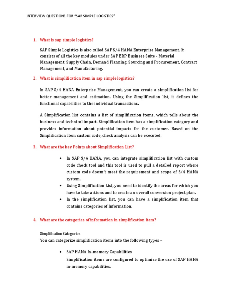 SAP Simple Logistics Interview Questions | PDF | Sap Se | Logistics
