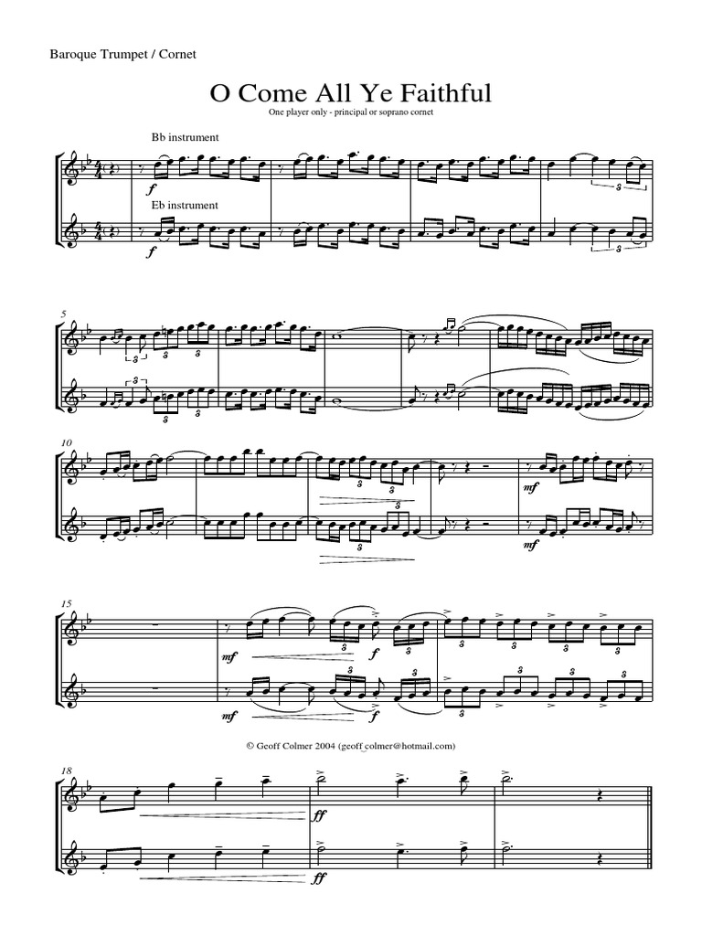 O Come All Ye Faithful Descant PDF | PDF | Elementary Organology ...