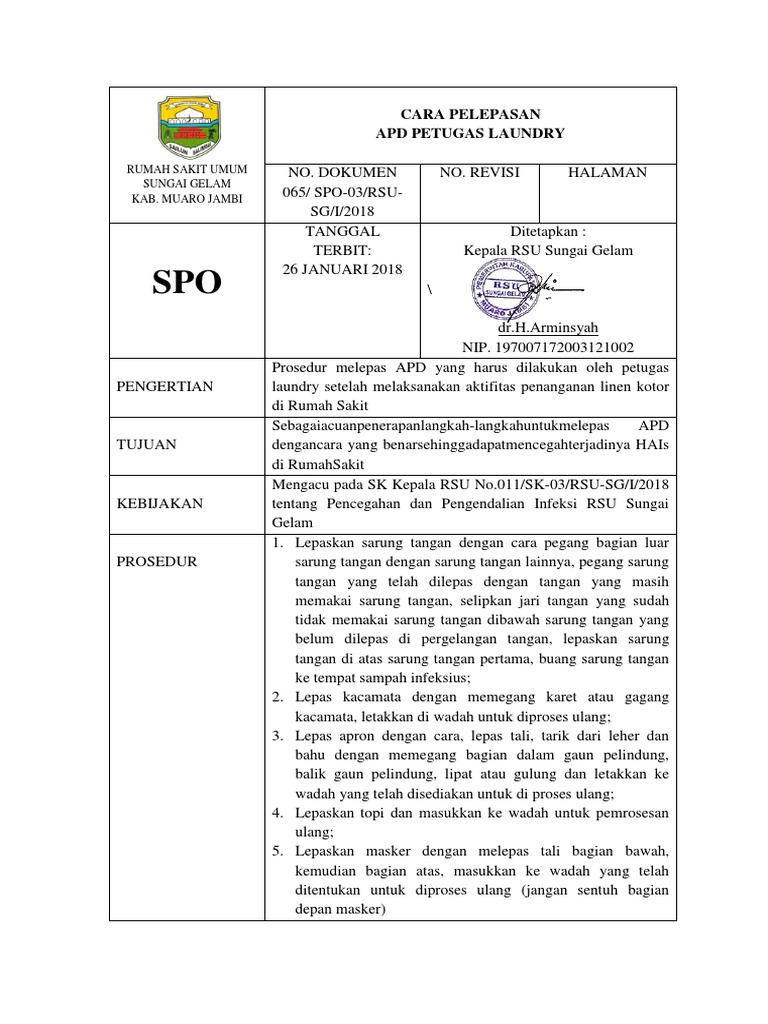 Cara Pelepasan Apd Laundry | PDF