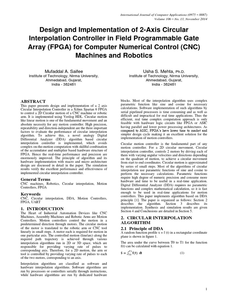 Design And Implementation Of 2 Axis Circular Pdf Pdf Field Programmable Gate Array 