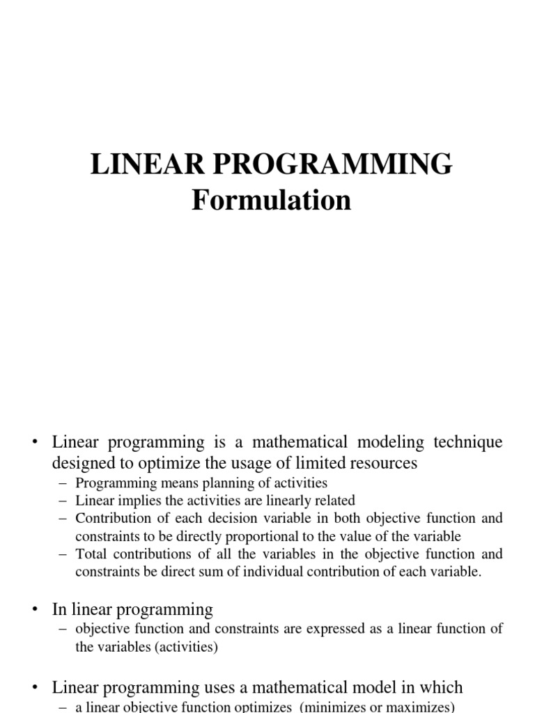 Lp Formulation Pdf Mathematical Optimization Linear Programming