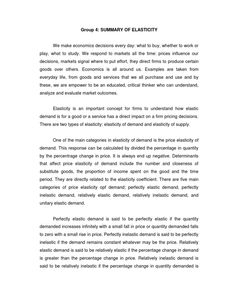 Final Summary of Elasticity | PDF | Demand | Elasticity (Economics)