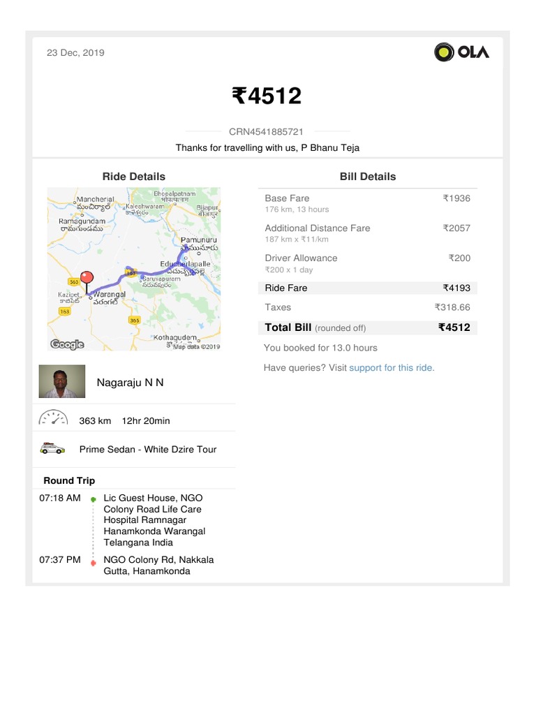 Ola Bill | PDF | Invoice | Payments