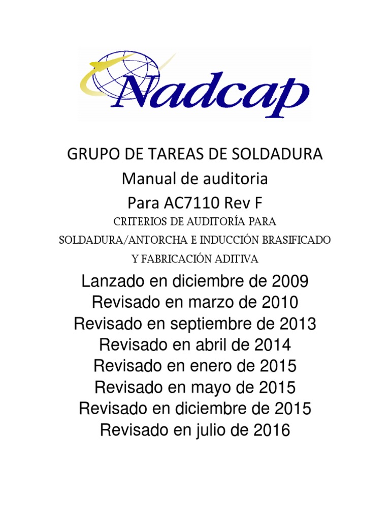 Manual de Auditoría AC7110 para Soldadura | PDF | Auditoría | Contralor