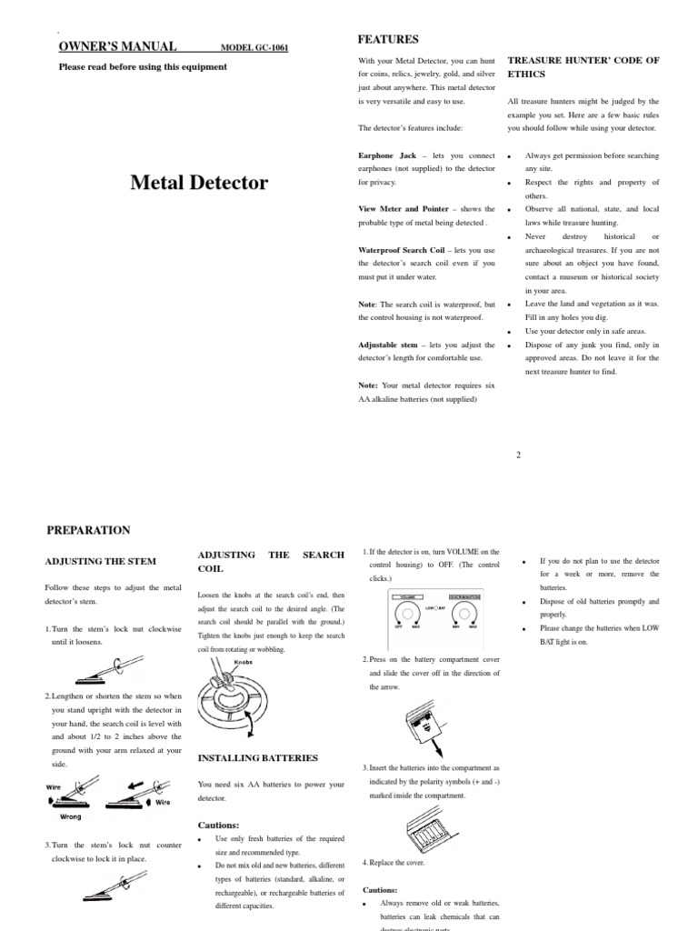 Manual en | PDF | Metal Detector | Headphones