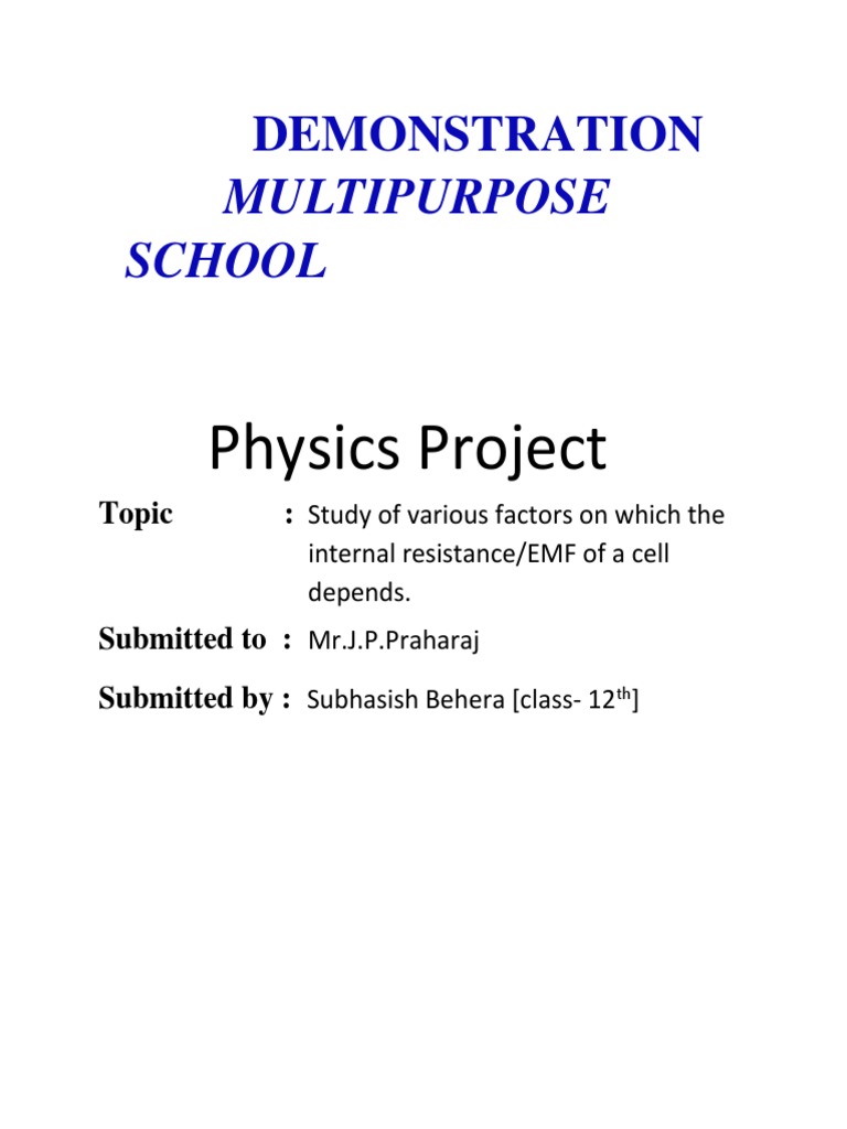 Physics Investigatory Project | PDF | Electrical Resistance And ...