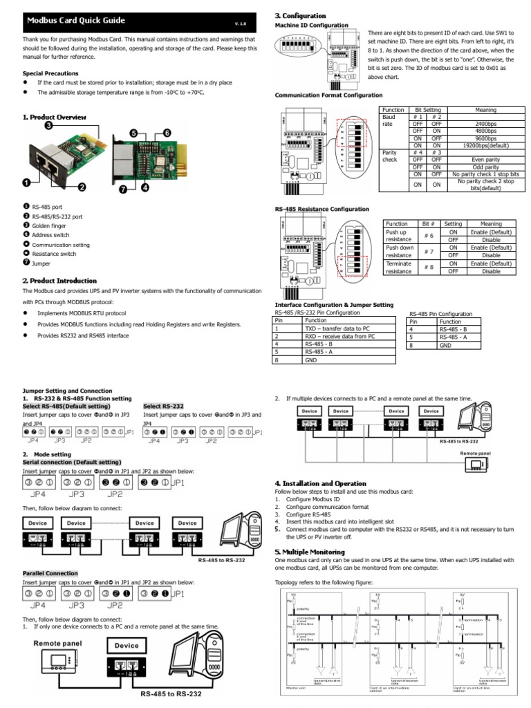 Modbus Card-Manual-20111121 | PDF | Electronic Engineering | Computing