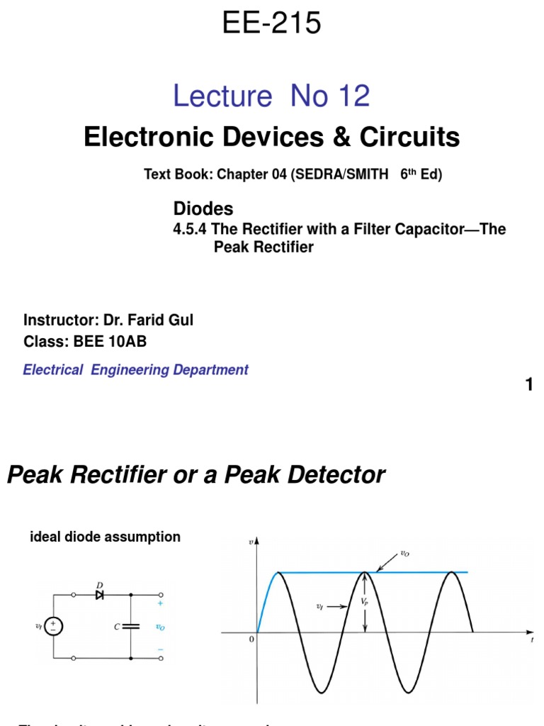 Peak Rectifier Circuit Analysis | PDF | Rectifier | Capacitor