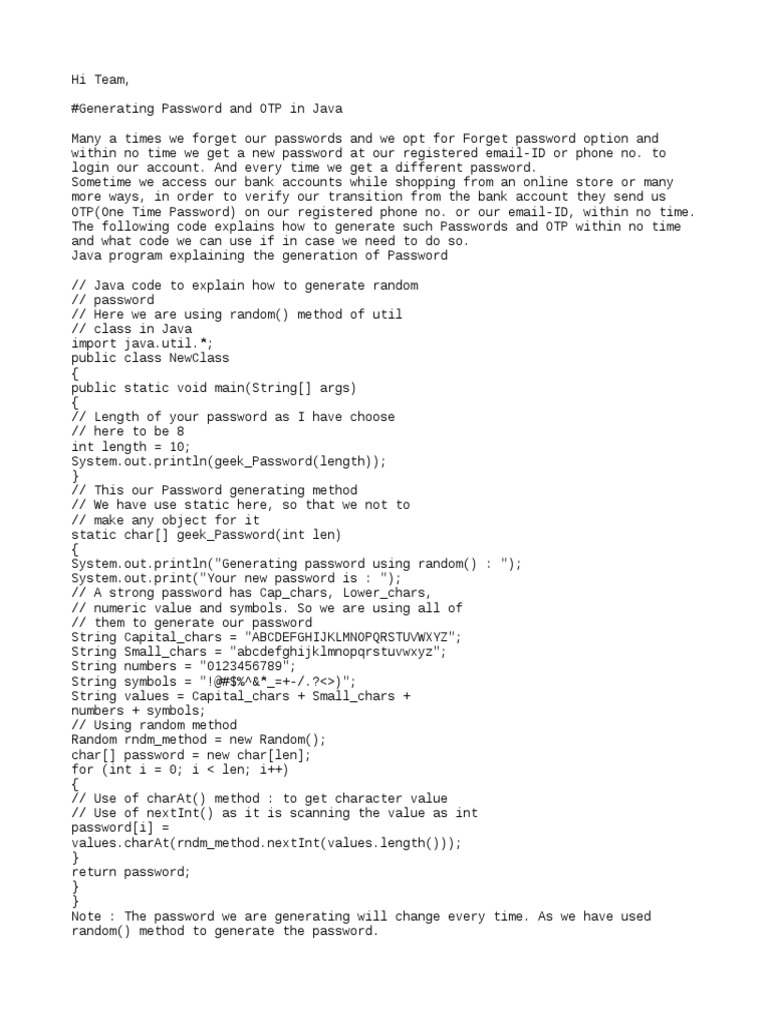 Generating Userid and Password in Java | PDF | Password | Cyberwarfare