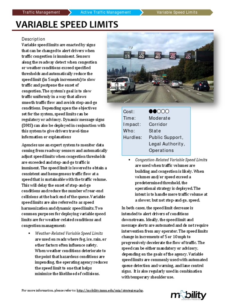 Variable Speed Limit 4 PG | PDF | Speed Limit | Traffic