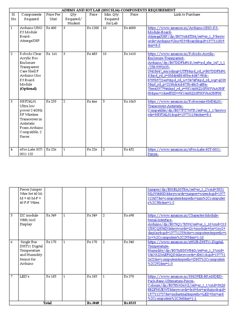 Adbms and Iot Lab | PDF | Arduino | Electrical Engineering