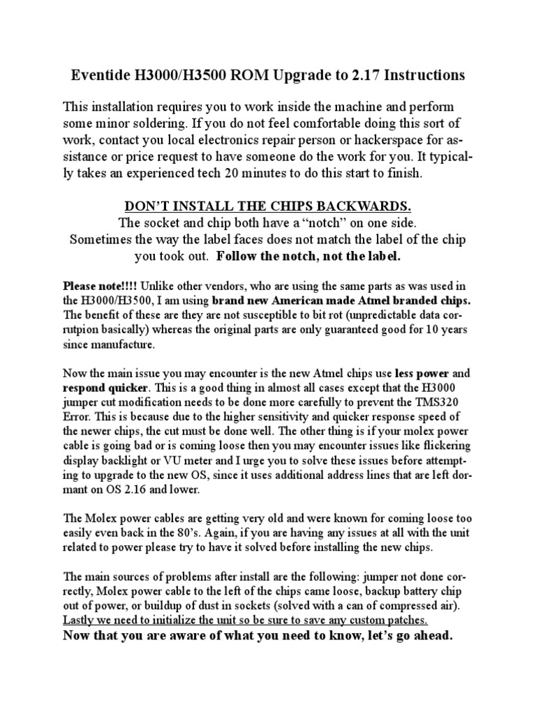 Eventide H3000/H3500 ROM Upgrade Guide | PDF | Computer Architecture ...