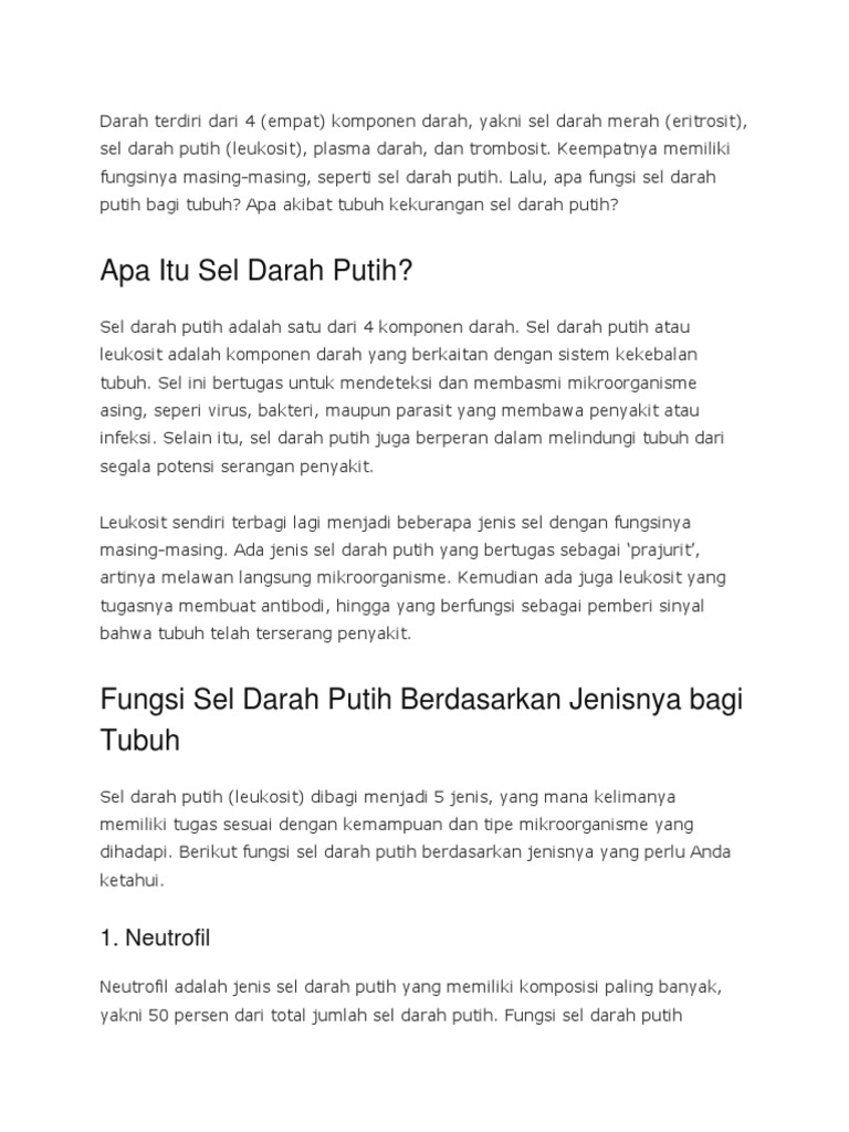 Fungsi Darah Putih | PDF