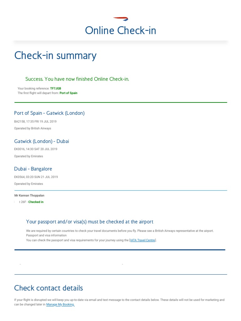 Check in Summary | PDF | Aviation | Transport