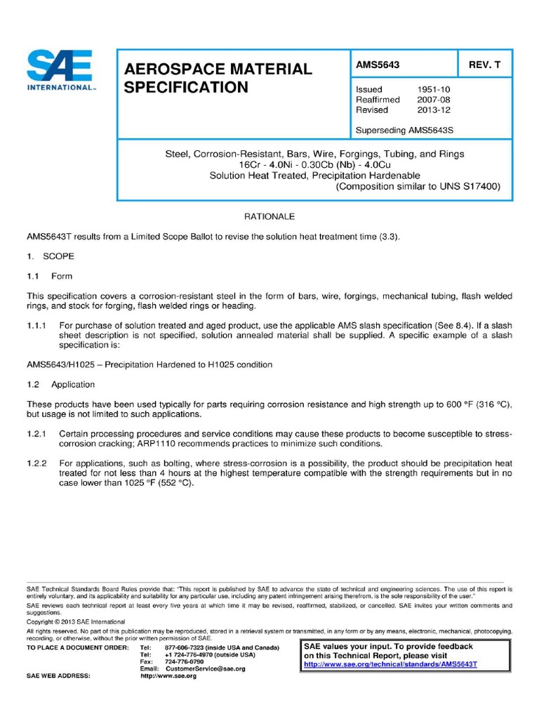 Sae Ams 5643T-2013 | PDF